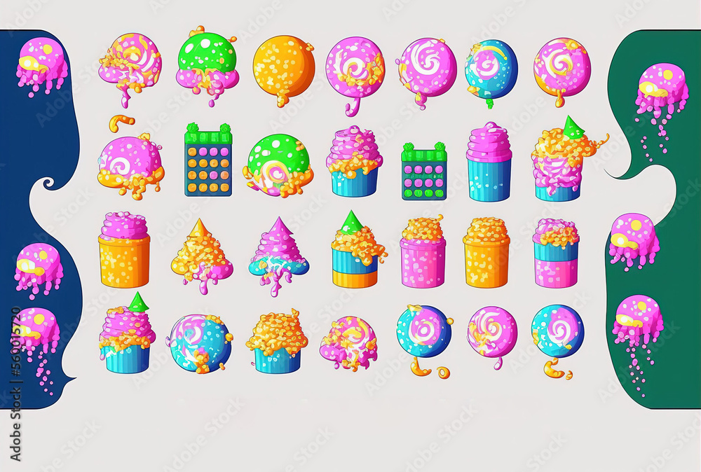 Candy sprite sheet & Candy Crush style Generative AI Stock Illustration ...