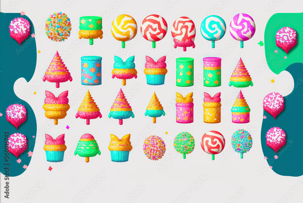 Candy sprite sheet & Candy Crush style Generative AI Stock Illustration ...