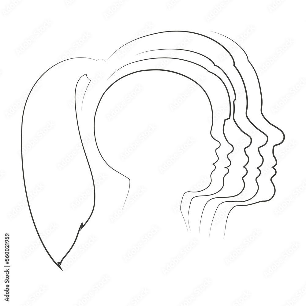 The stages of a woman's growing up - infant, child, teen, adult ...