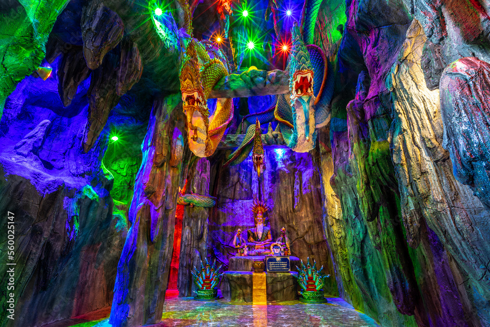 Wat Kaeng Khoi (Naka Cave)-Saraburi:December16,2022,atmosphere inside the temple has Naga ...