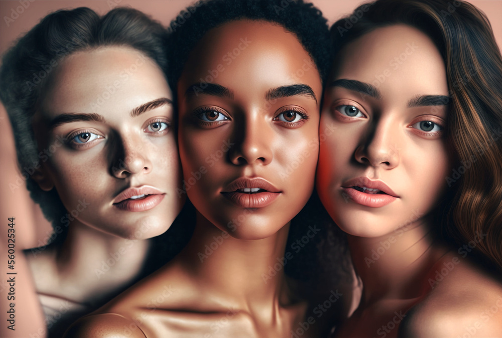 Generative ai women of different ethnicities standing side by side ...