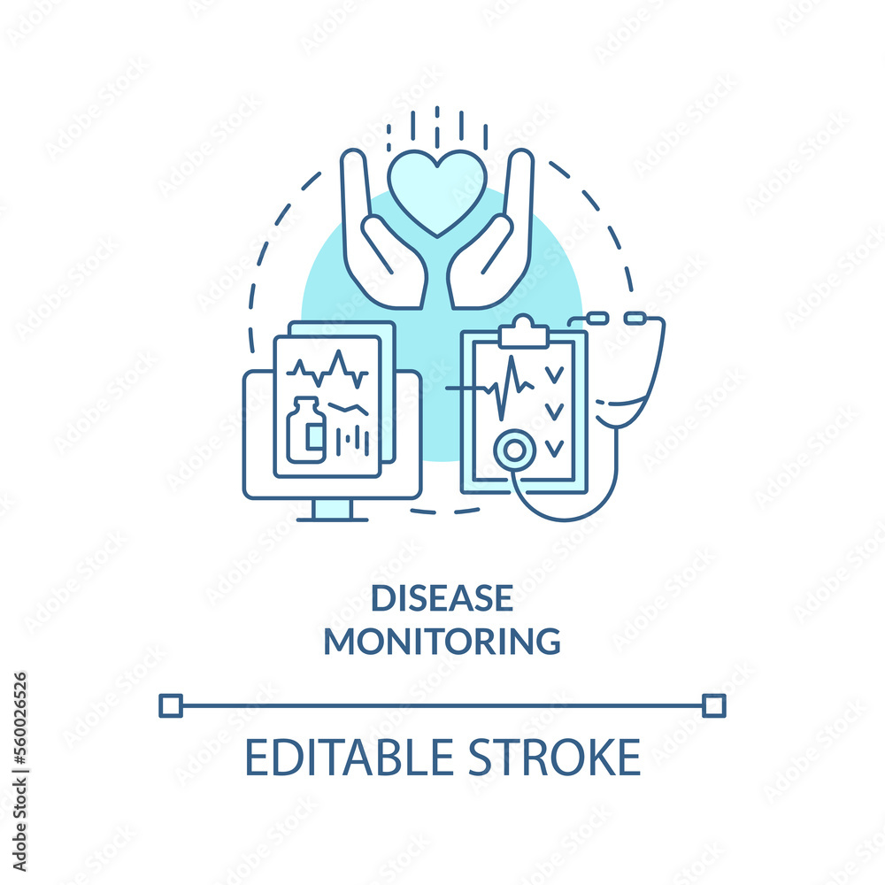 Disease monitoring blue concept icon. Tracking. Chronic disease ...
