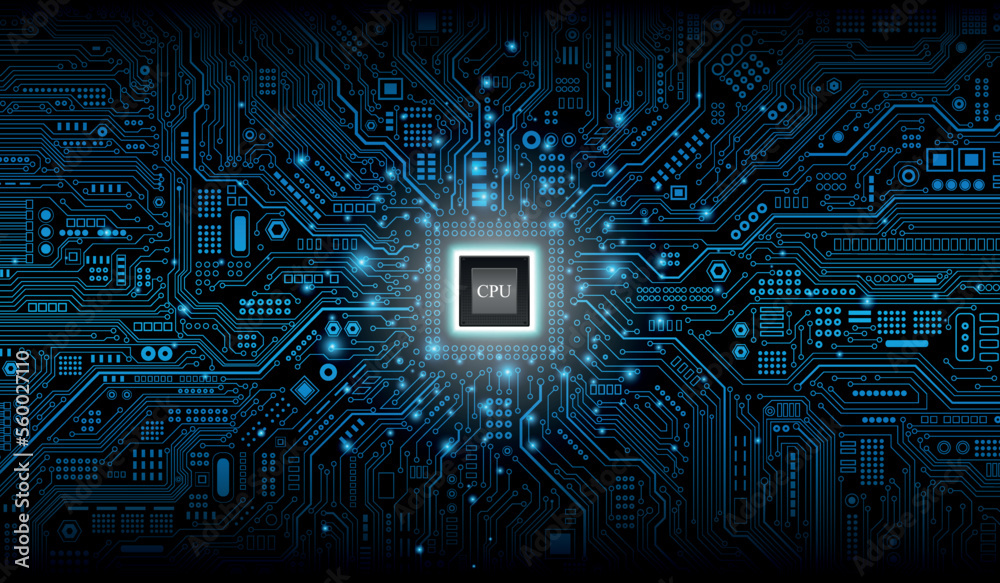 CPU Chip on Motherboard. Central Computer Processors CPU concept ...