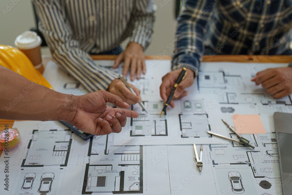 Professional architect designer structural engineer team colleagues ...