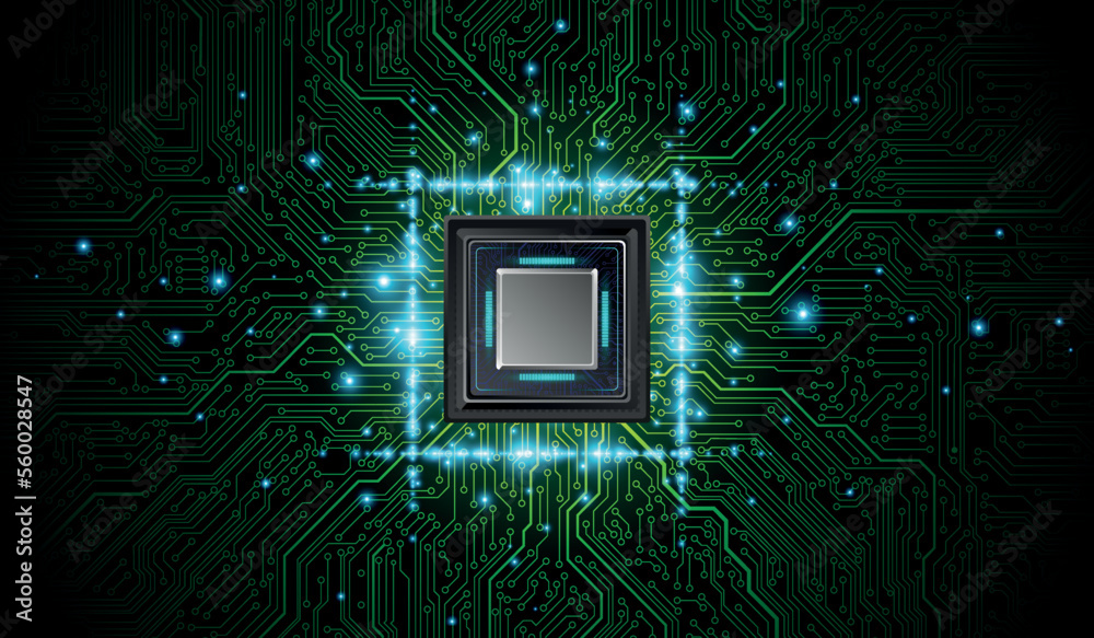 CPU Chip on Motherboard. Central Computer Processors CPU concept ...