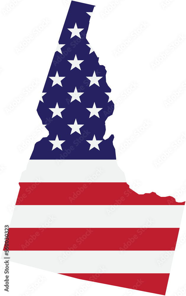outline drawing of idaho state map on usa flag. Stock Illustration ...