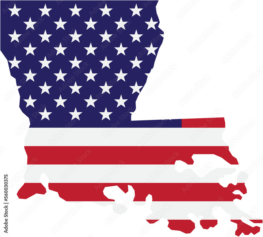 outline drawing of louisiana state map on usa flag. Stock Illustration ...