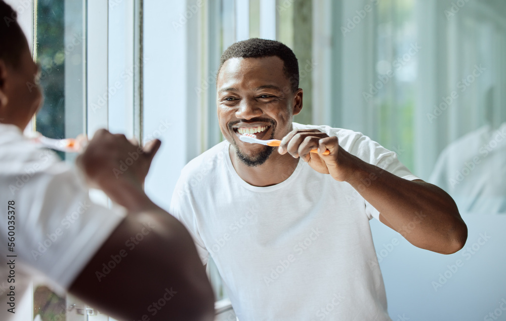 Black Man Brushing Teeth