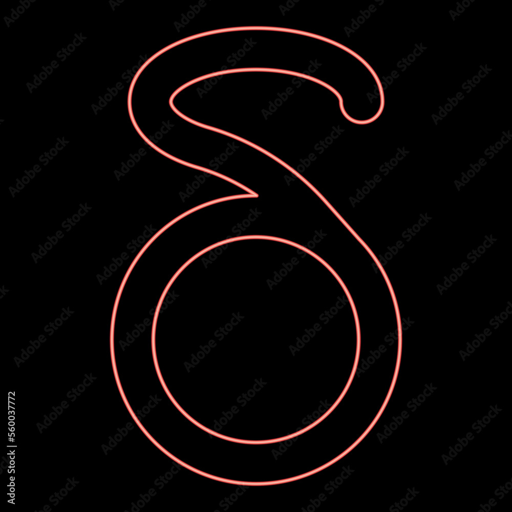 Neon delta greek symbol small letter lowercase font red color vector ...