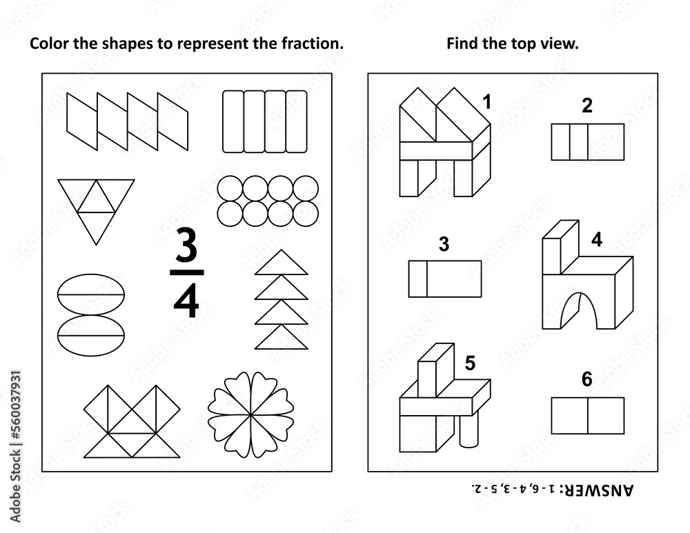 Two visual math puzzles and coloring pages. Color the shapes to ...