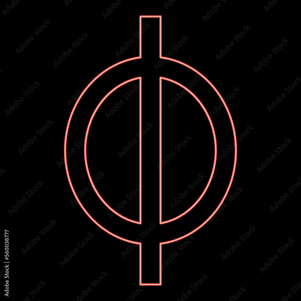 Neon phi greek symbol small letter lowercase font red color vector ...