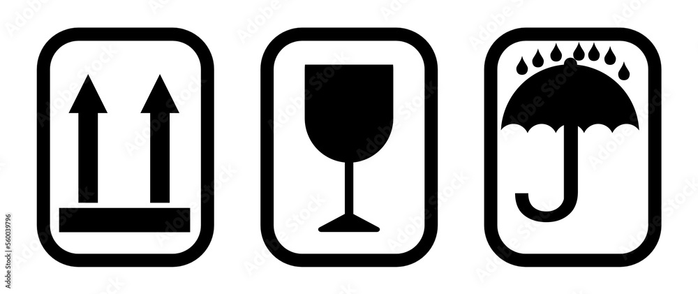 Handling and packing icon, Carton fragile box markings png illustration ...