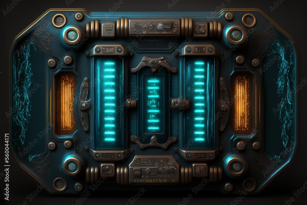 Blue led health bar indicator sci-fi ui interface of a spaceship Stock ...