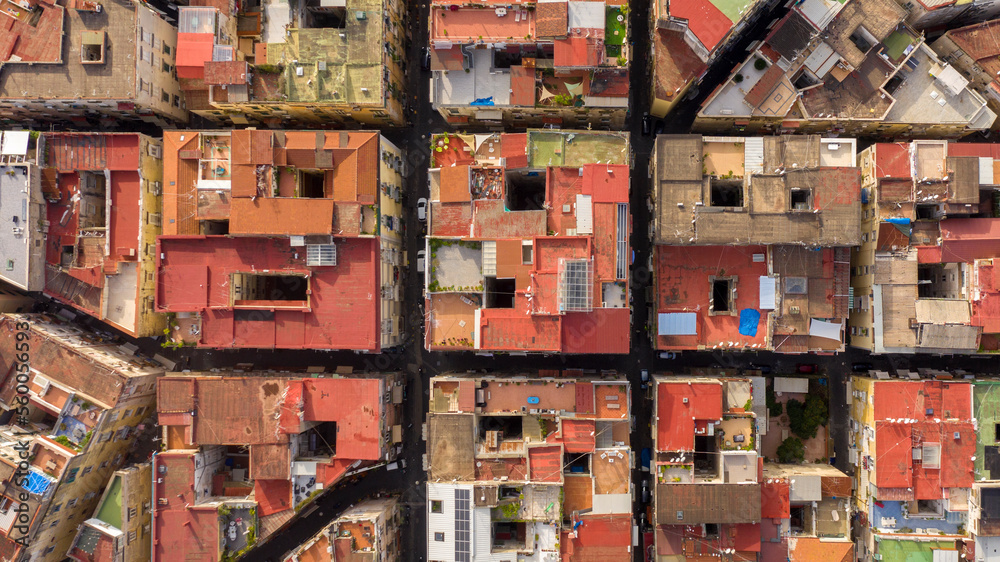 Aerial perpendicular view of the Quartieri Spagnoli (Spanish ...