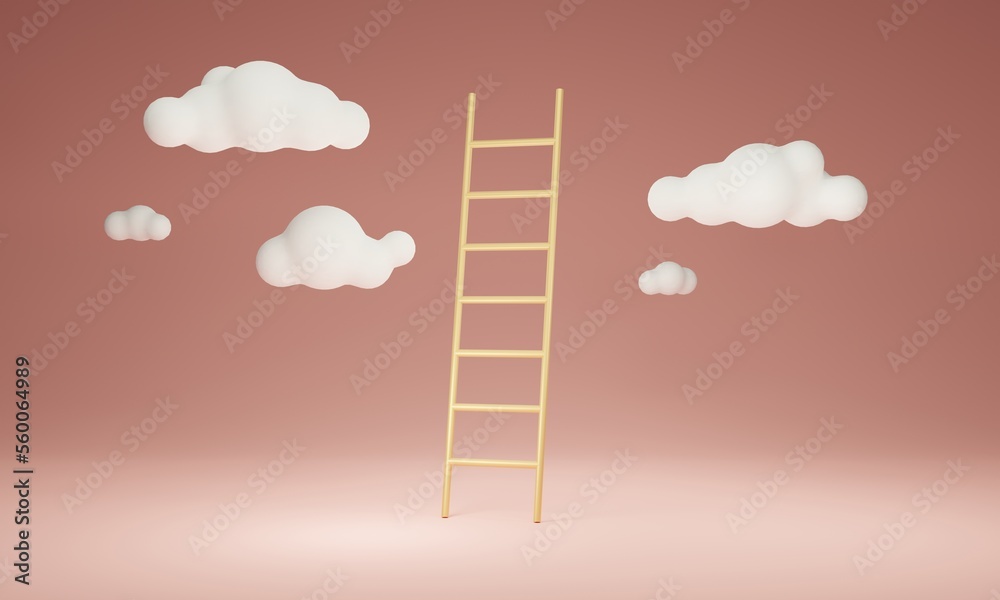 Growth ladder concept, 3D illustration. Minimalistic ladder symbolizing ...