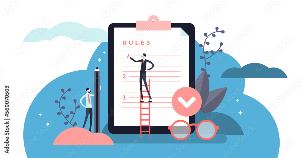 Rules illustration, transparent background. Flat tiny regulations ...