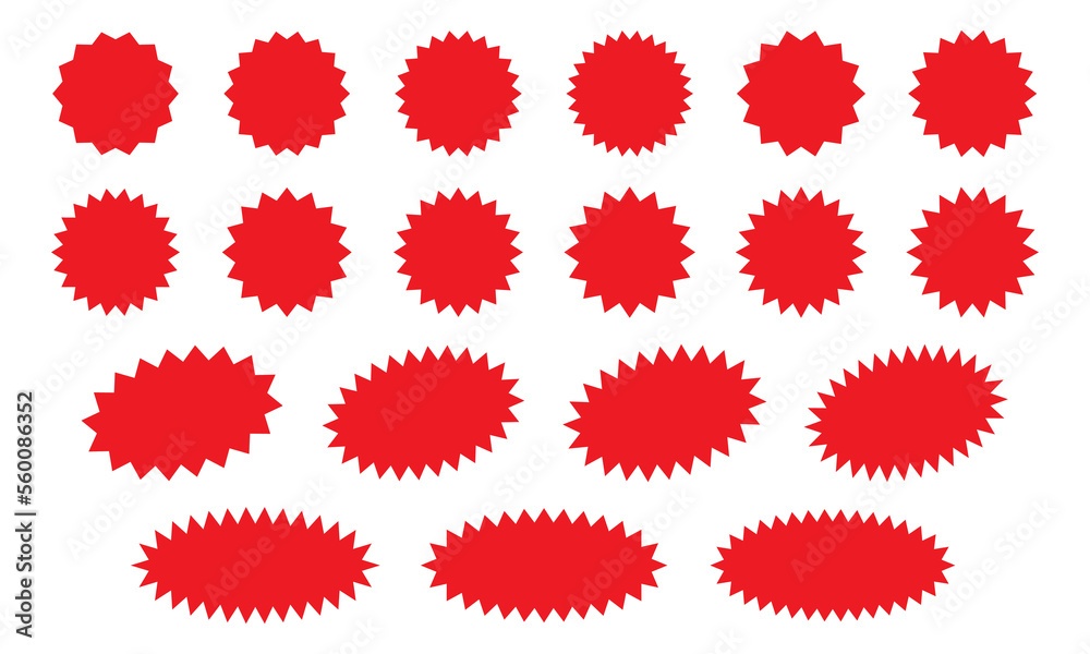 Starburst red sticker set - collection of special offer sale round and ...