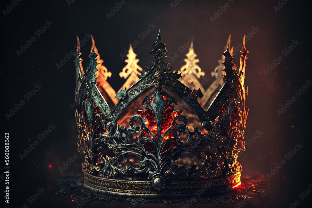 Majestic royal crown made of precious metal and stones of the Middle ...