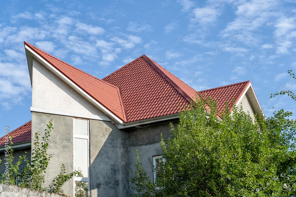 Tiled roof with segment of snow holding structure, Gutter system for ...