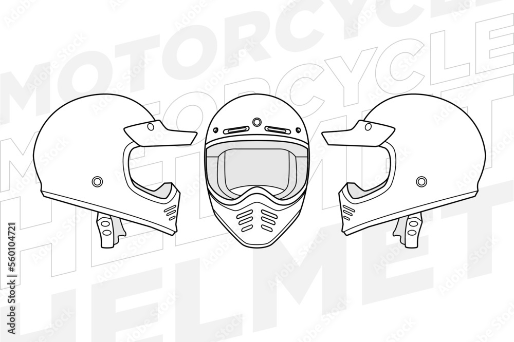 Template helmet full face line art helmet vector illustration line art ...