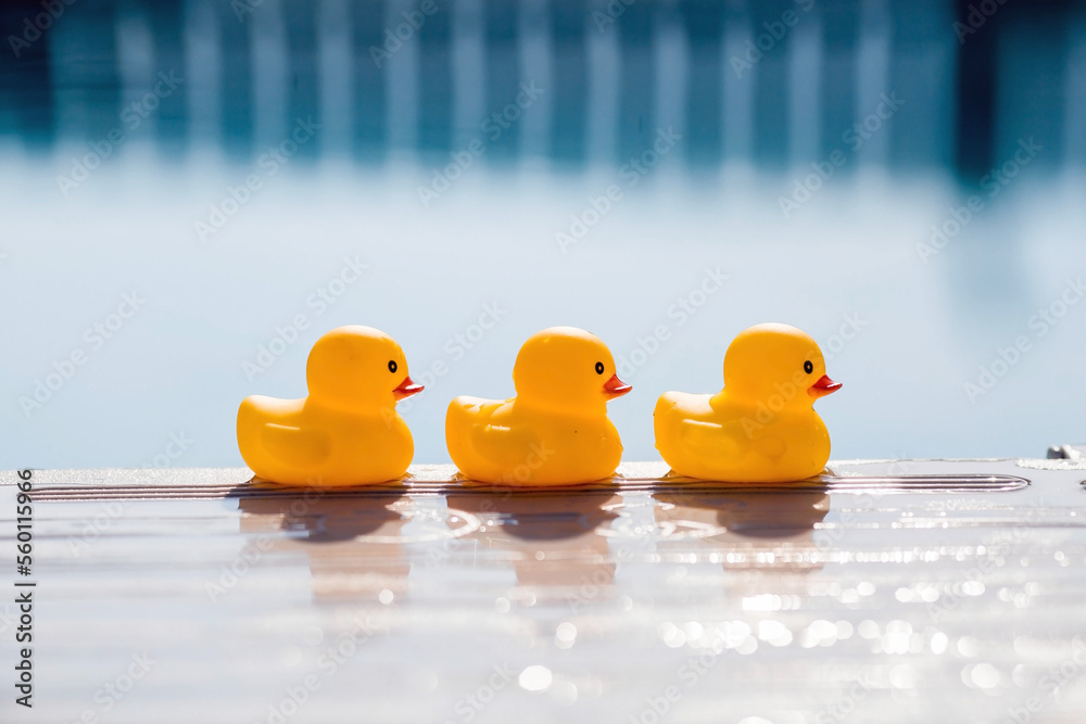 Summer season, the concept of a children's game. Little rubber yellow ...