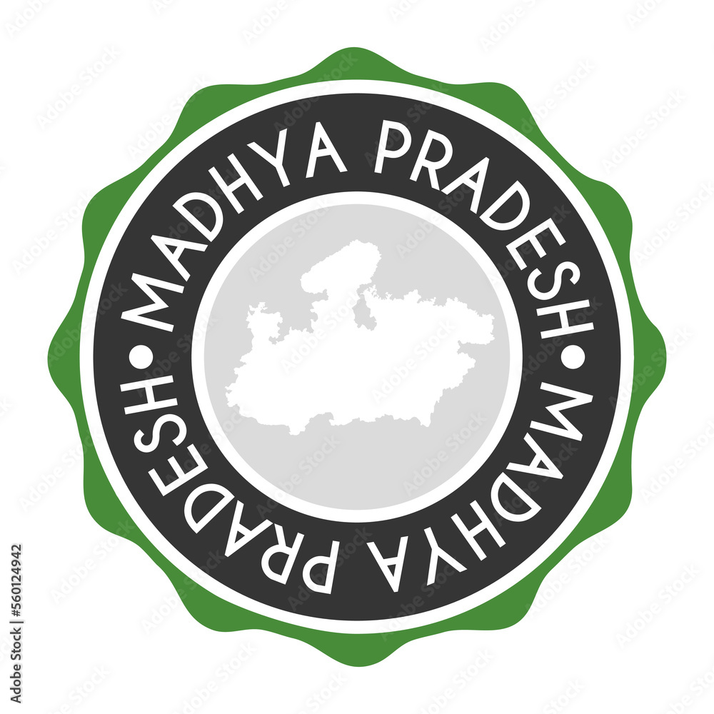 Madhya Pradesh, India Badge Map Vector Seal Vector Sign. National ...
