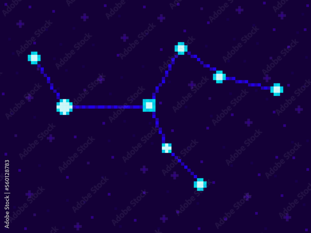 Vetor de Camelopardalis constellation in pixel art style. 8-bit stars ...