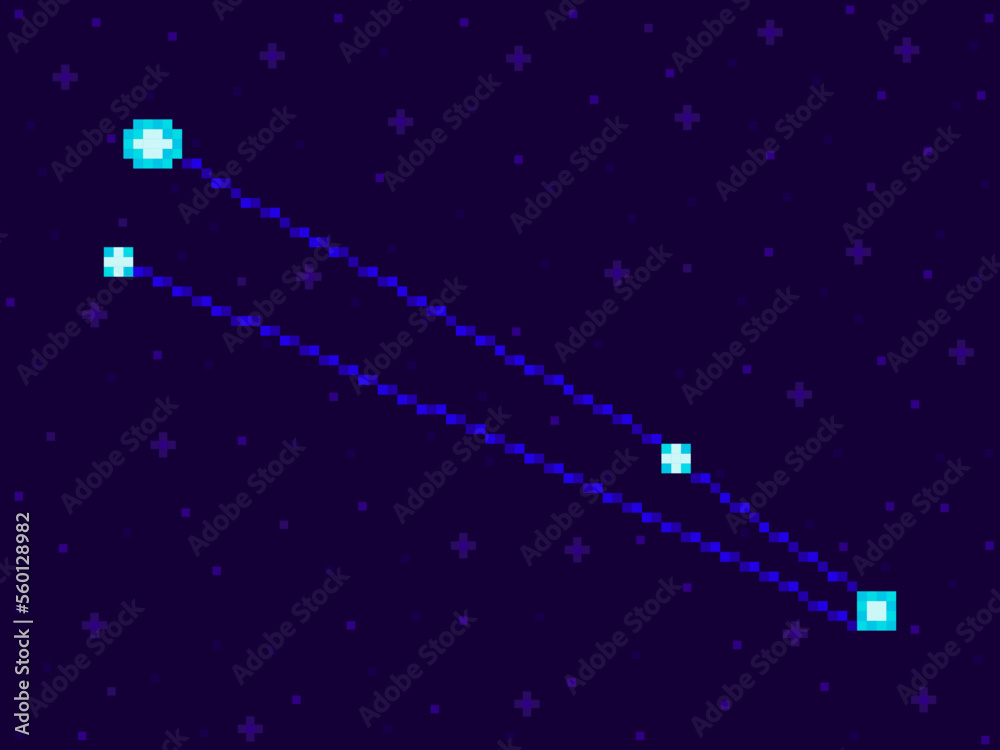 Circinus constellation in pixel art style. 8-bit stars in the night sky ...