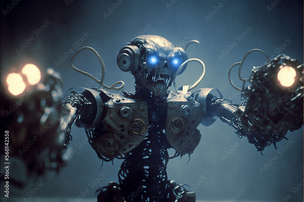 Angry AI is preparing for battle, Angry Robot Stock Illustration ...