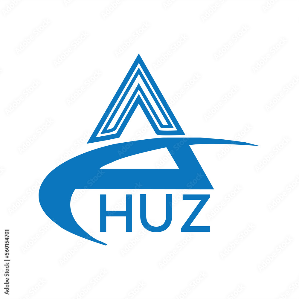 HUZ letter logo. HUZ blue image on white background. HUZ Monogram logo ...