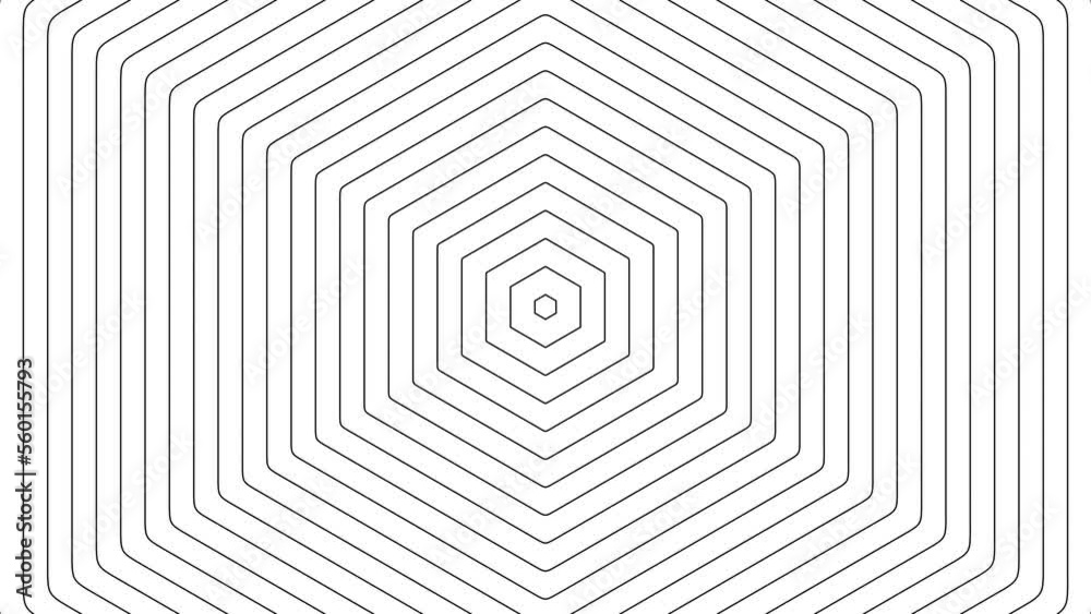 Hexagon pulse geometric on white background loop. Radar sonar rings ...