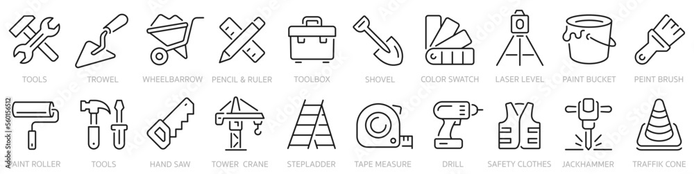 Tools icons set. Wrench, screwdriver icon. Construction tool icon ...