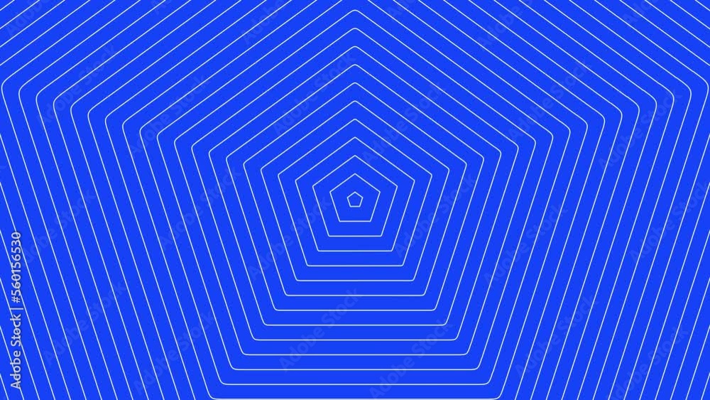 Pentagon pulse geometric on blue background loop. Radar sonar rings ...