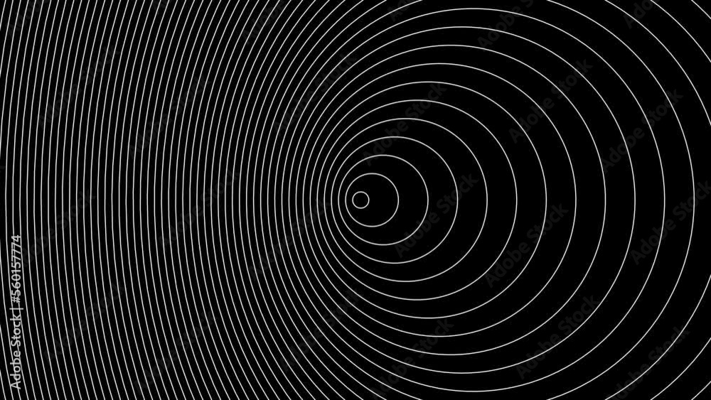 Circle pulse geometric on black background loop. Rings radio waves ...