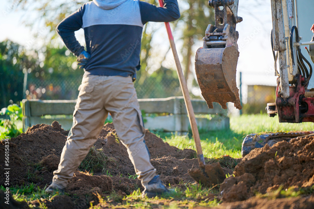 Construction worker in construction site. Construction worker standing ...