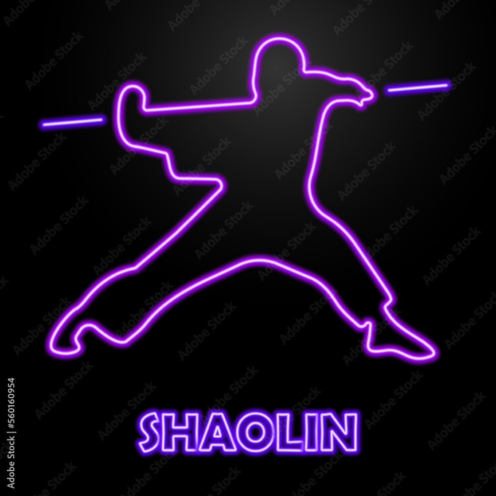 shaolin neon sign, modern glowing banner design, colorful modern design ...