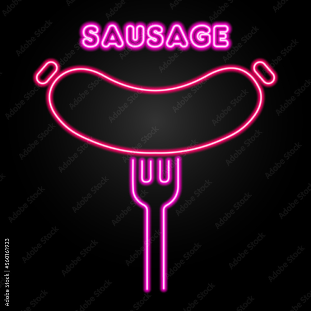 sausage neon sign, modern glowing banner design, colorful modern design ...