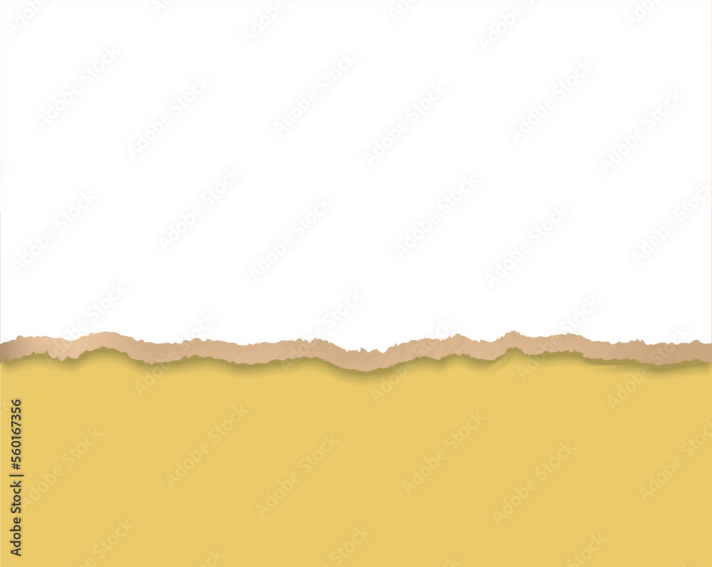 White torn paper on Yellow background. Empty ripped half sheet Paper ...