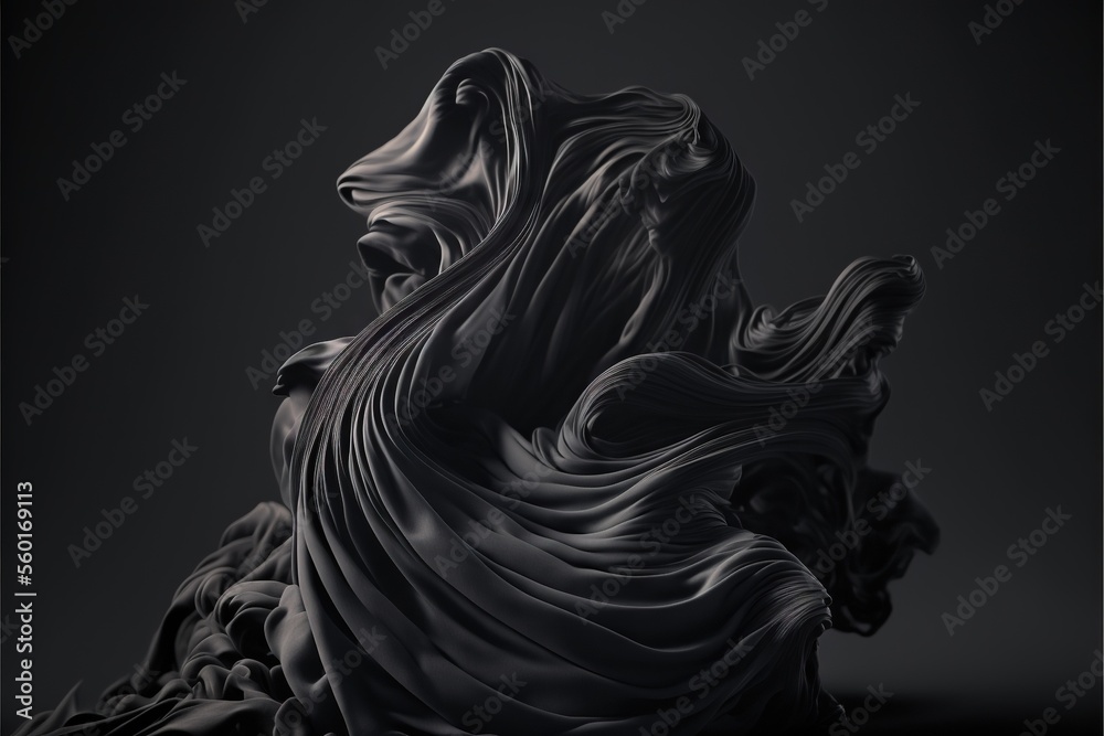a black and white photo of a woman's body with flowing fabric on it's ...
