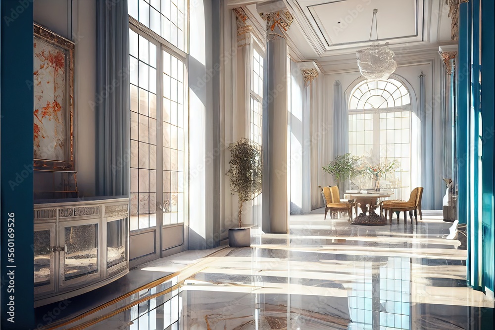 Stunning Lavish apartment interior design marble floor. AI generated ...