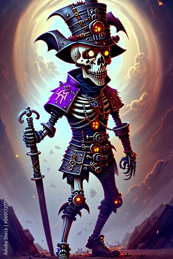 Leach necromancer skeleton warlock character. Generative AI Stock ...