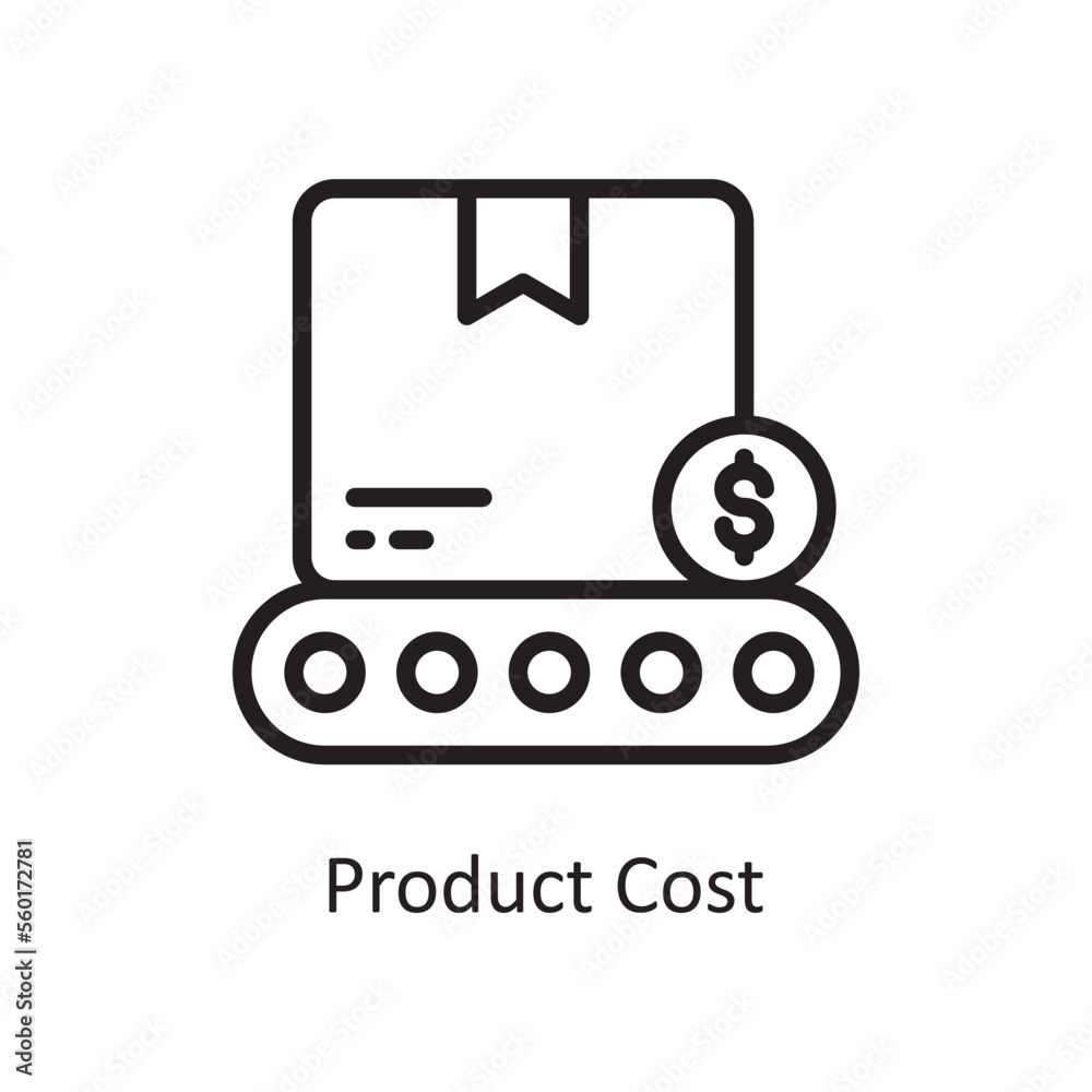 Product Cost Vector Outline Icon Design illustration. Product ...