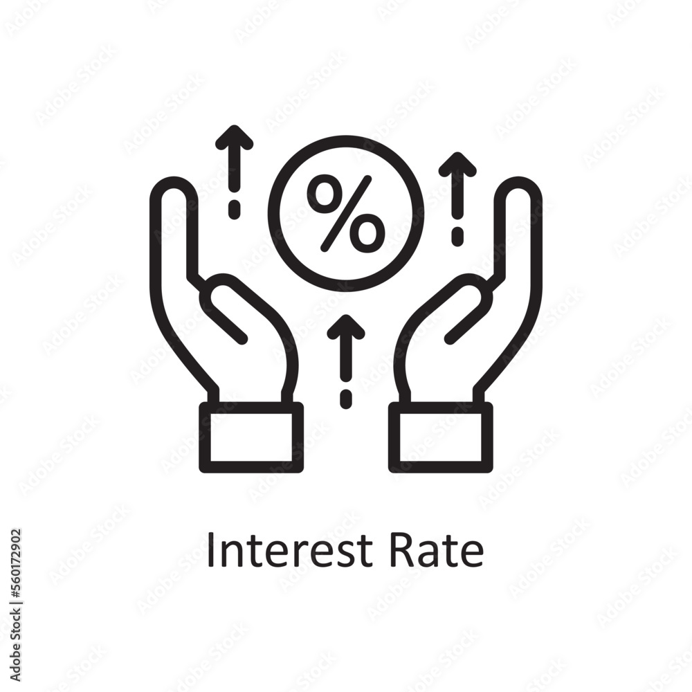 Interest Rate Vector Outline Icon Design illustration. Product ...