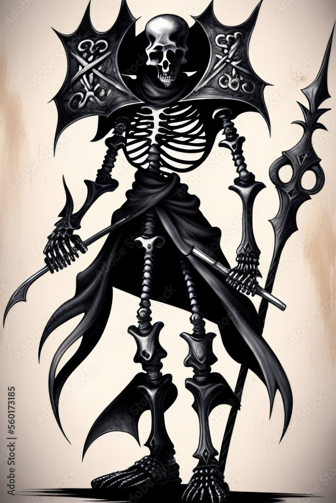 Leach necromancer skeleton warlock character. Generative AI Stock ...