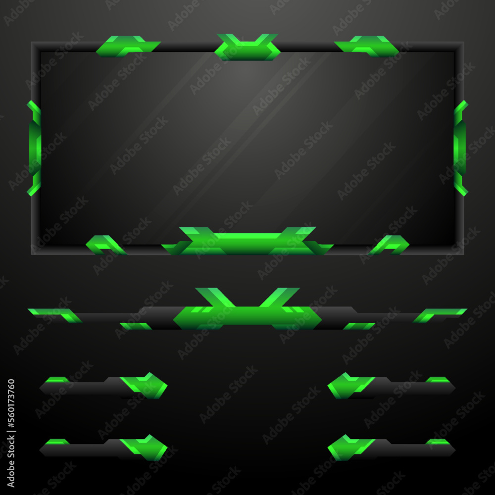 Abstract black and green live stream overlay webcam screen panel and ...