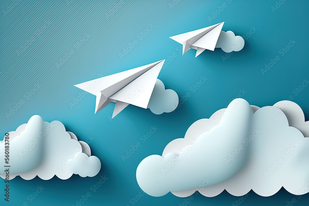 Paper Airplanes with Clouds, a simple animation. paper airplane in the ...
