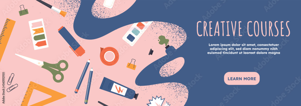 Banner template for creative course. Graphic element for website and ...