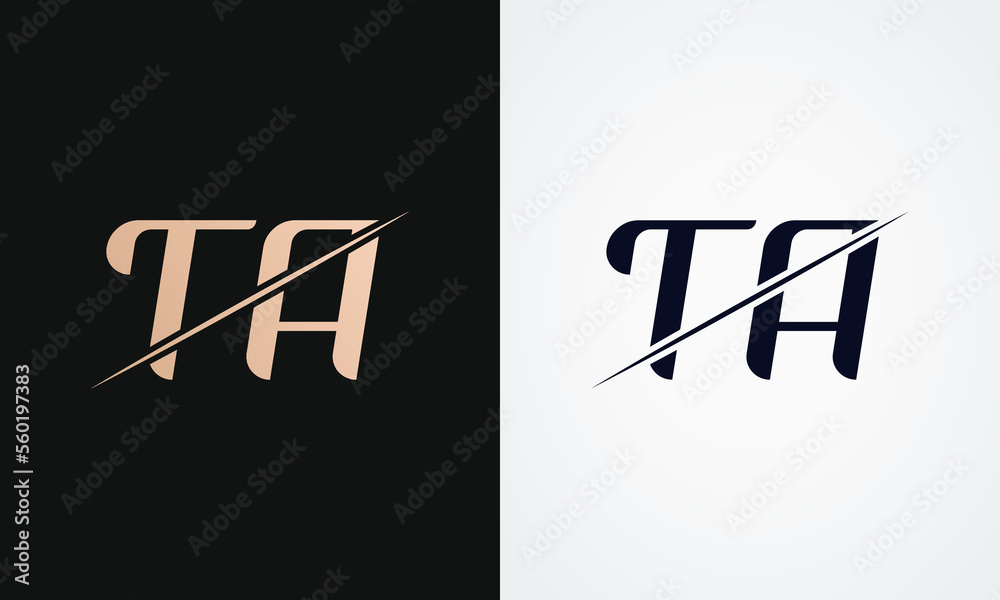 Ta Letter Logo Design Vector Template. Gold And Black Letter Ta Logo ...