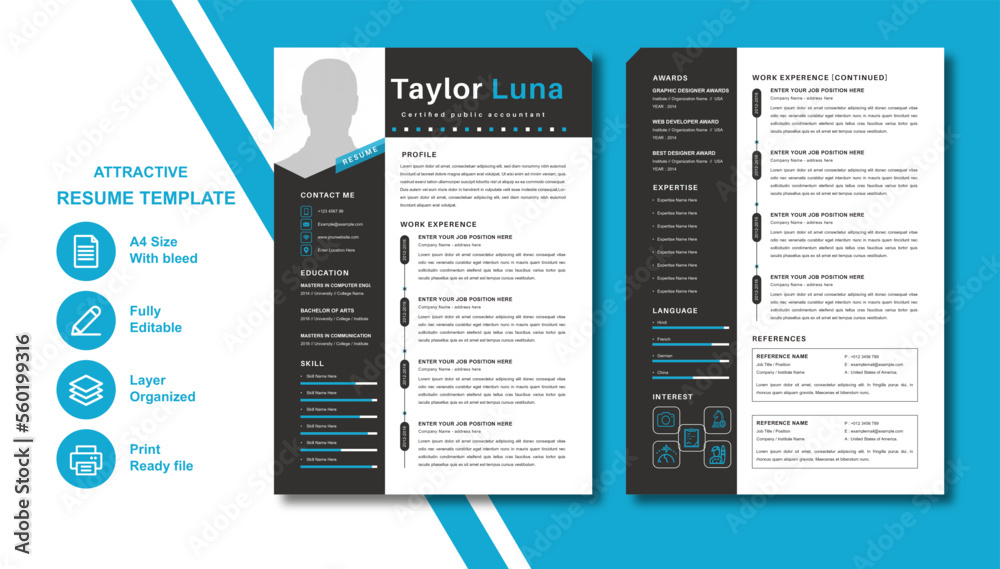 Modern Resume Template 2023 Stock Vector | Adobe Stock