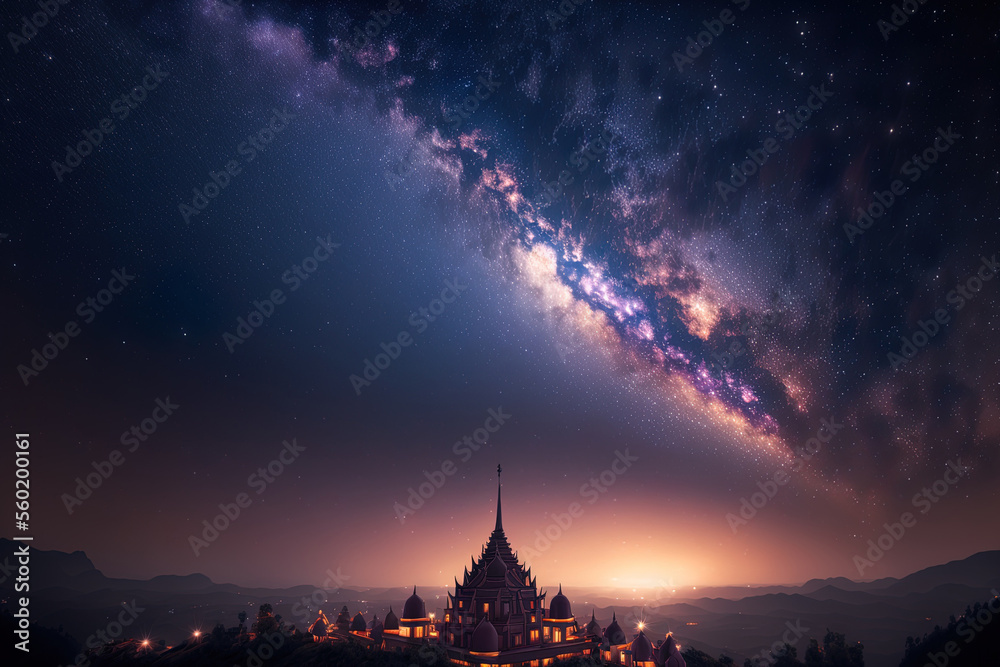 At Phutabberk Phetchabun in Thailand, a magnificent night sky with the ...